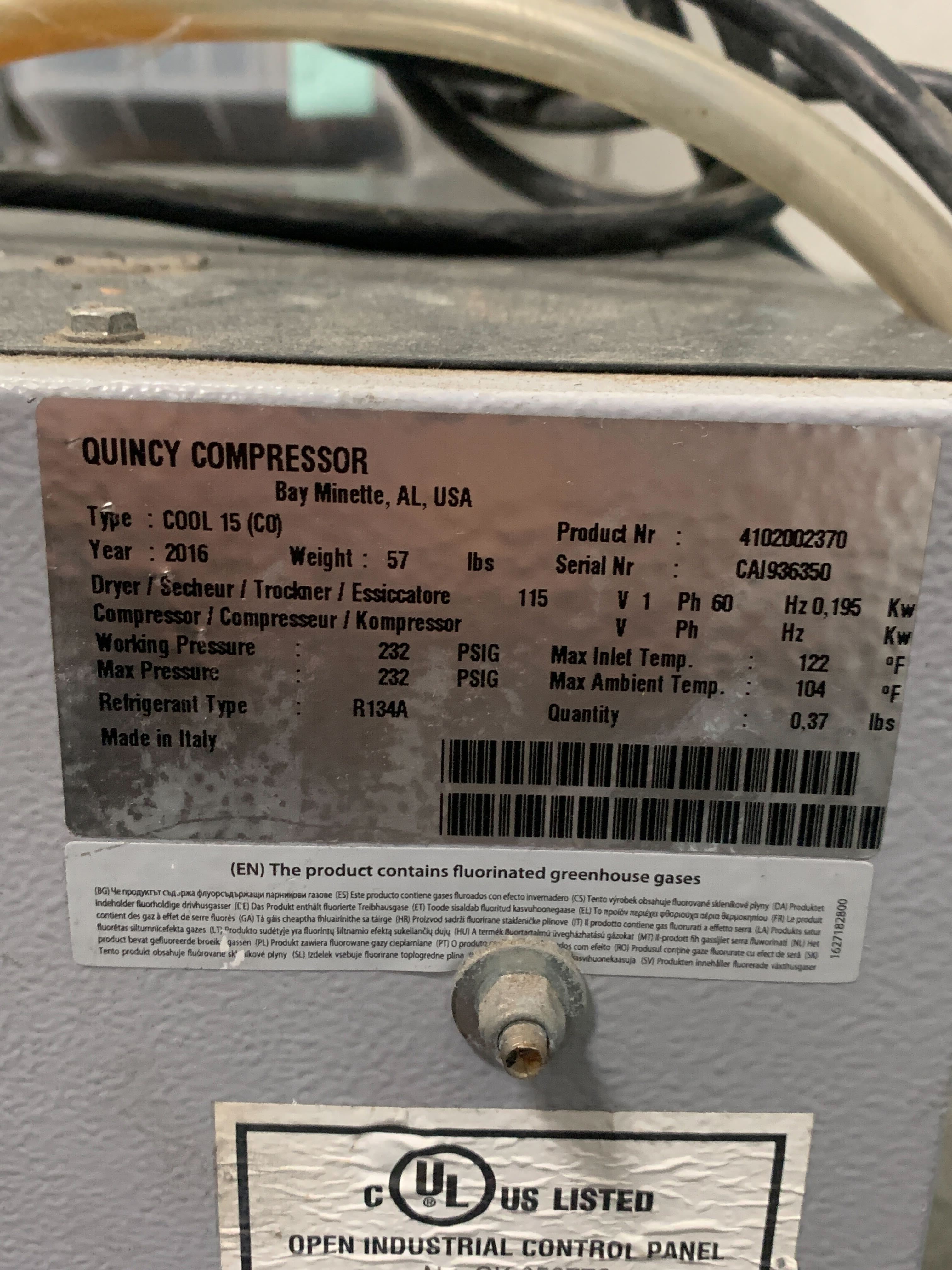 Ingersoll Rand 15 HP 120 Gallon Compressor Ingersoll Rand 15 HP 120 Gallon Compressor